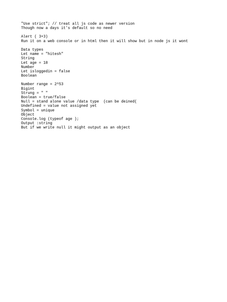 Js Data Types | PDF