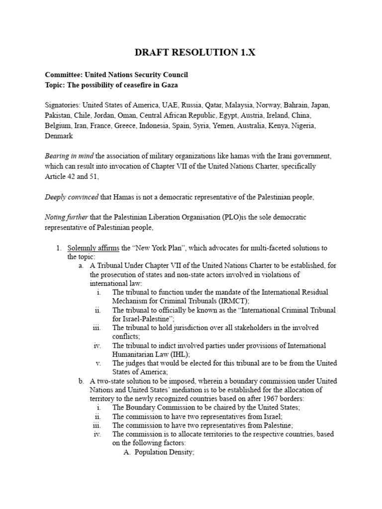 Draft Resolution 1 (3) | PDF | Hamas | United Nations