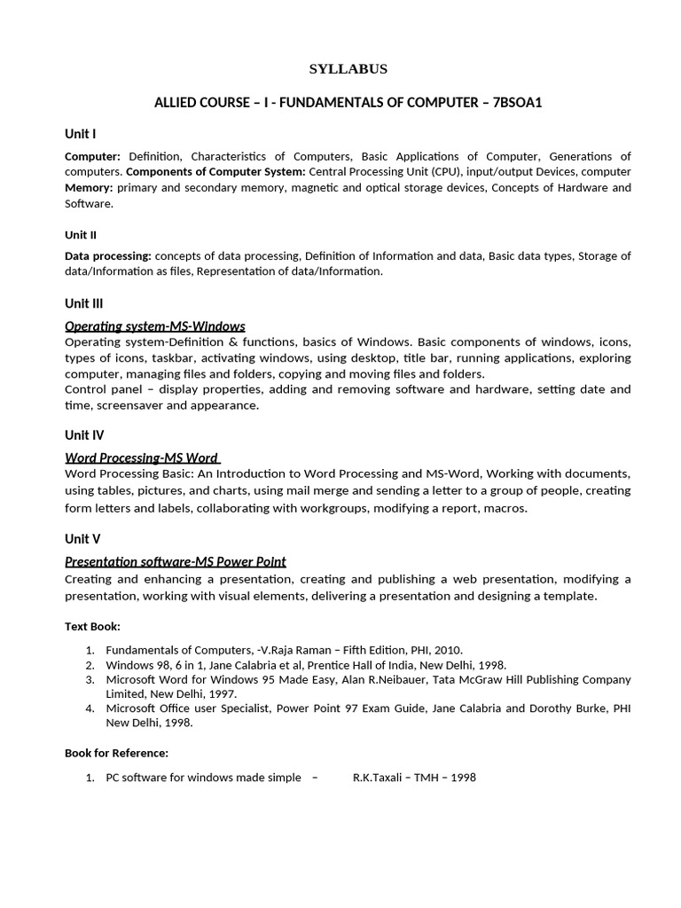 FOC(Unit I) | PDF | Computer Data Storage | Printer (Computing)