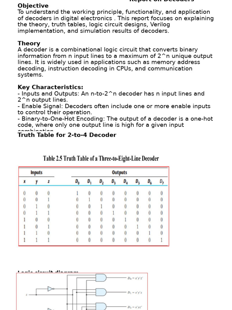 Understanding Decoders in Digital Electronics | PDF