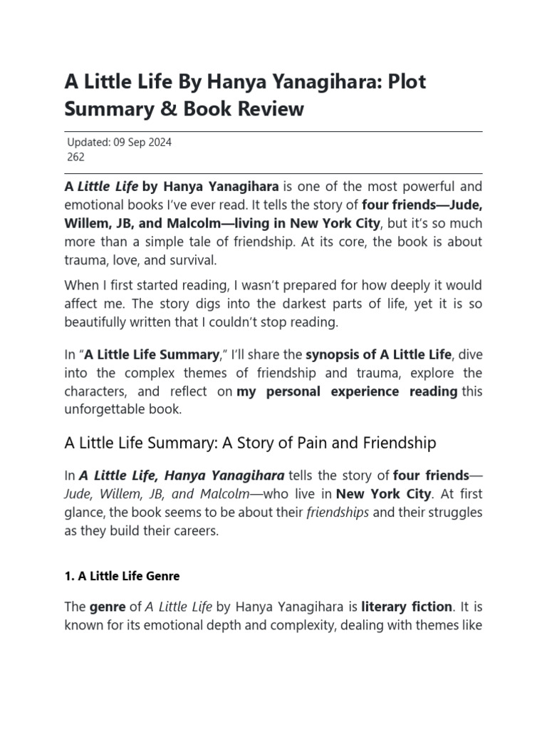 A Little Life: Themes and Character Analysis | PDF | Psychology