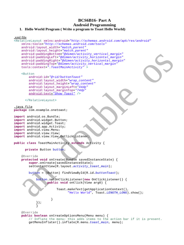 Android all programs | PDF | Android (Operating System) | System Software Android all programs | PDF | Android (Operating System) | System Software