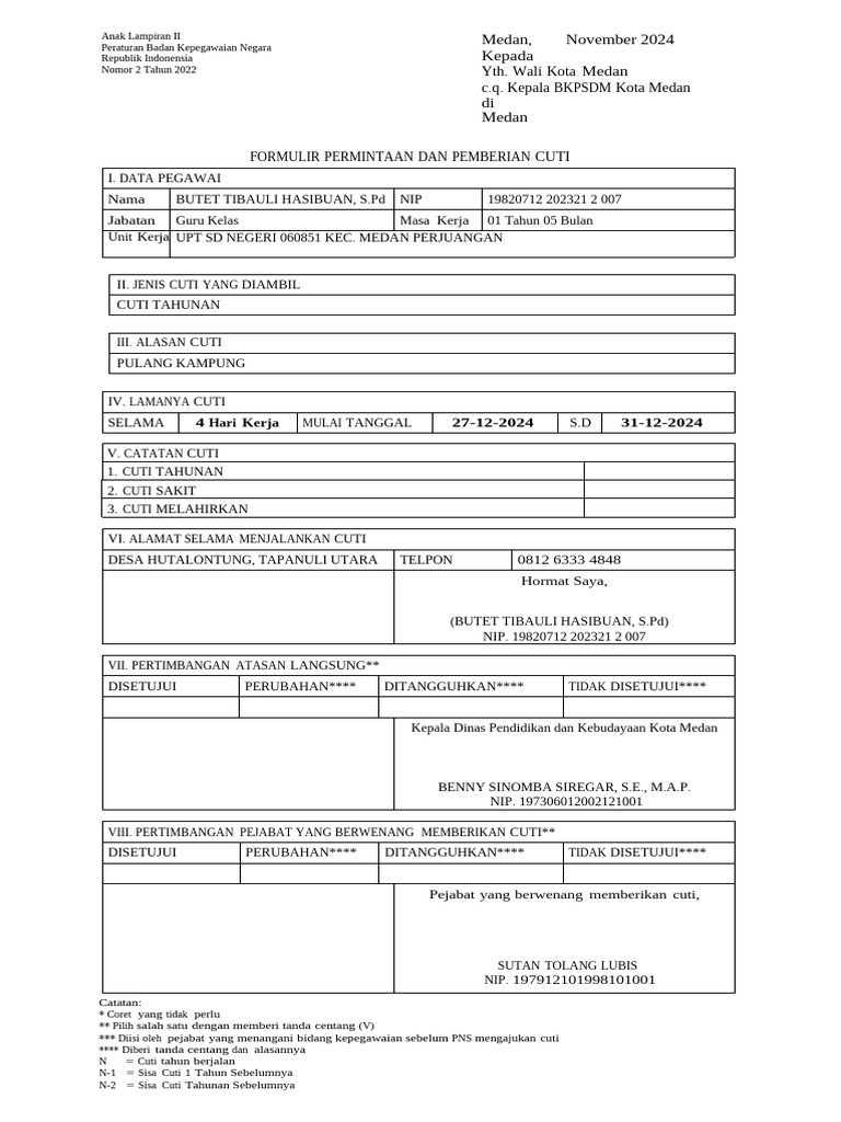 Form Cuti Baru PPPK | PDF