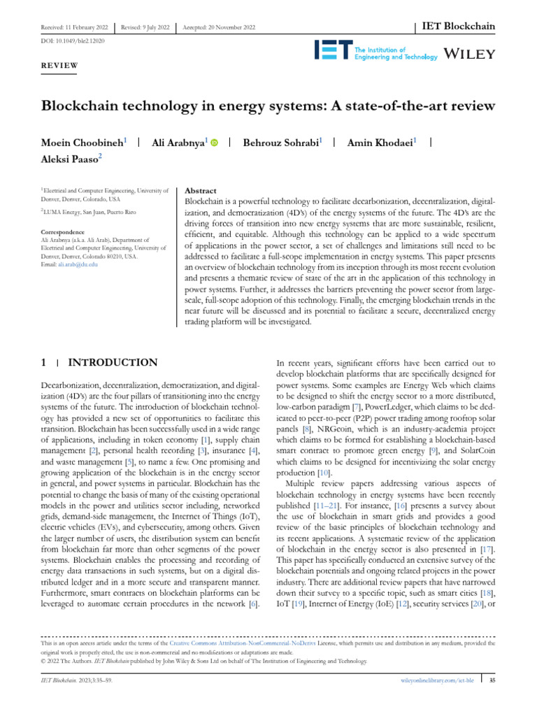 Blockchain in Energy Systems Review | PDF | Key (Cryptography) | Public Key Cryptography
