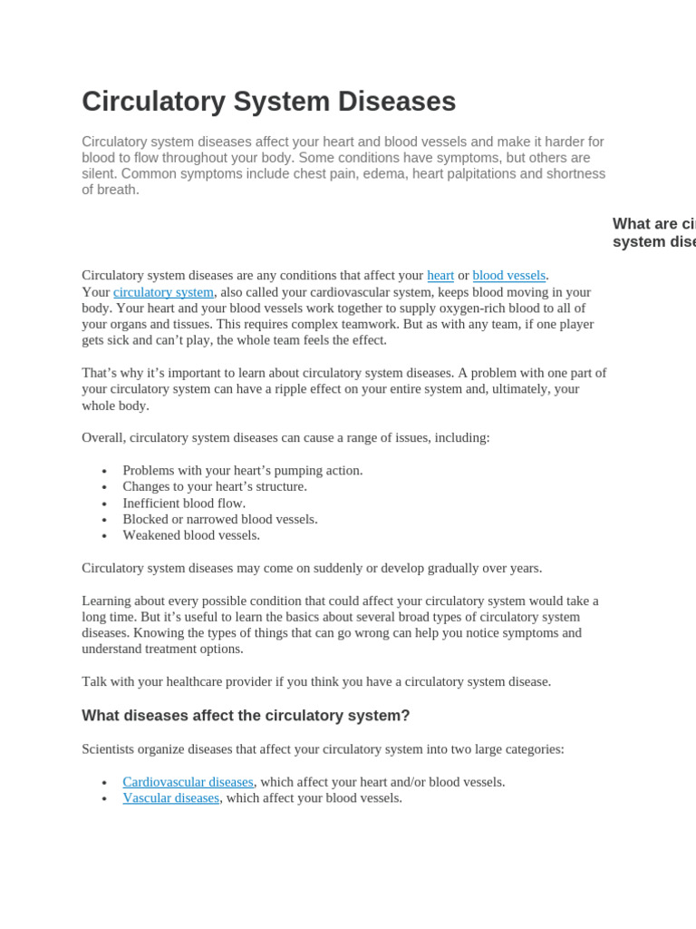 Disorders of Circulatory System | PDF | Congenital Heart Defect | Heart