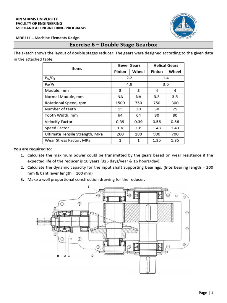 Exercise 6 - Double Stage Gearbox | PDF