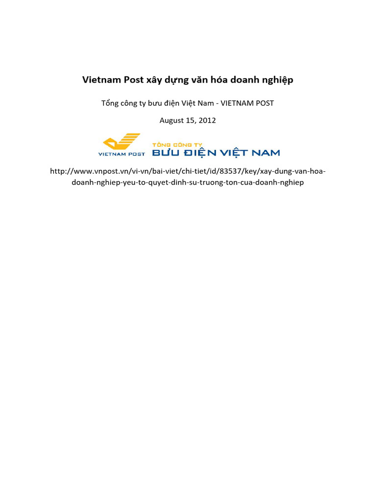 VNPost Xây dựng văn hóa doanh nghiệp | PDF