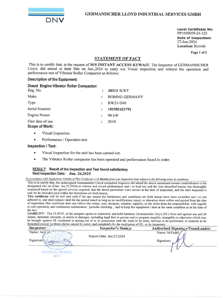 VR-53 Third Party Certificate 26-06-2025 | PDF