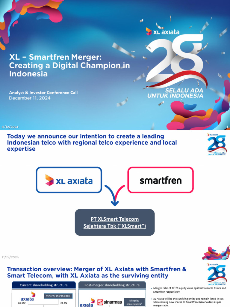 XL - Smartfren Merger Creating A Digital Champion in Indonesia | PDF ...