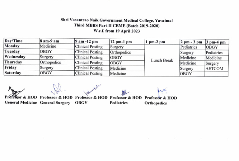 Third MBBS Part II Theory Time Table CBME 2019 230318 110204XTay | PDF