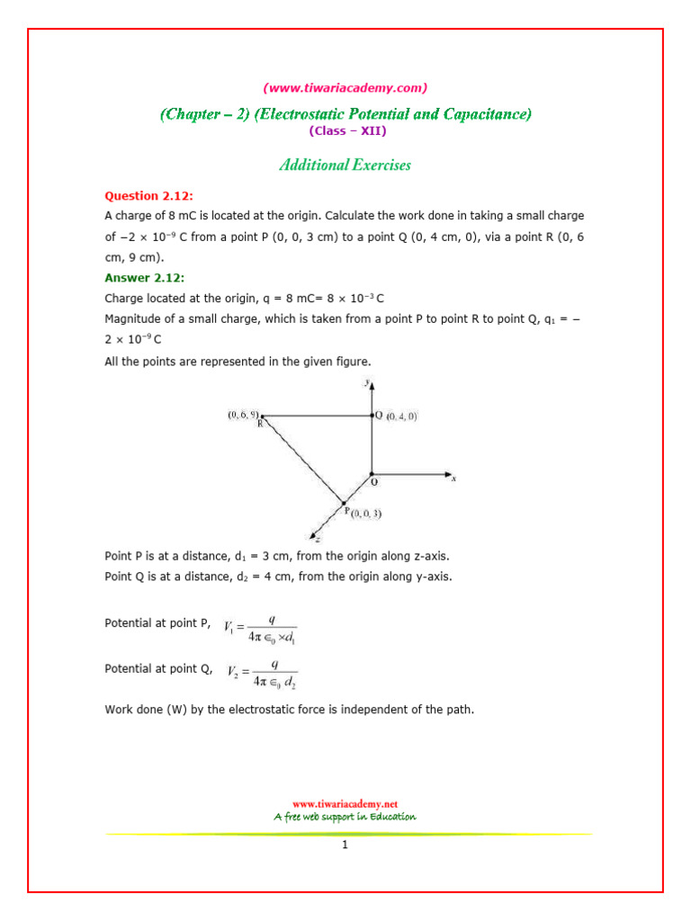12-Physics-NcertSolutions-chapter-2-exercises-additional | PDF | Capacitance | Capacitor