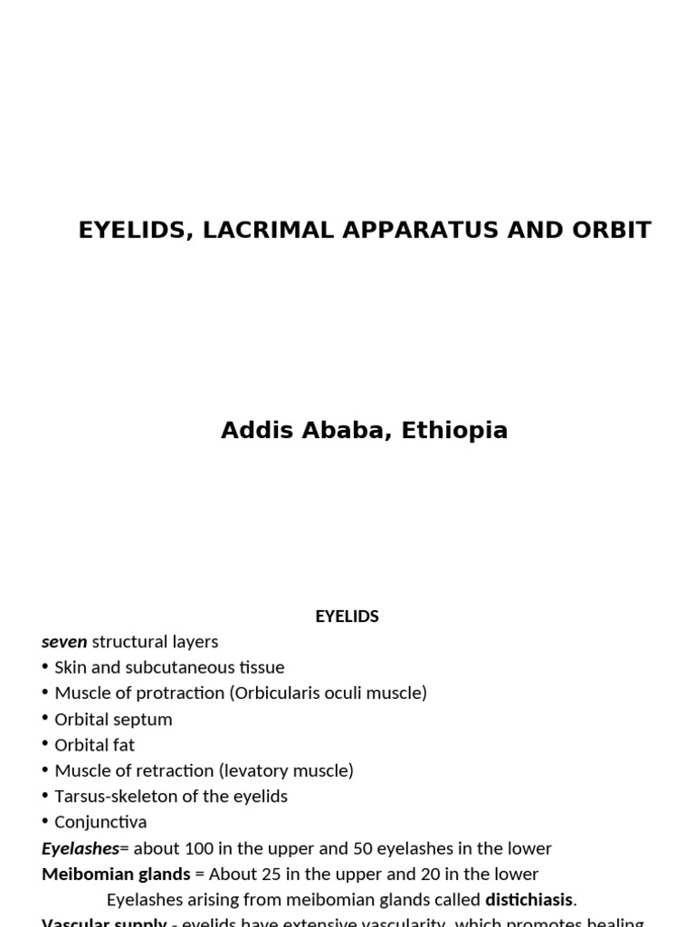 Eyelids, Lacrimal Apparatus and Orbit | PDF | Medical Specialties | Diseases And Disorders