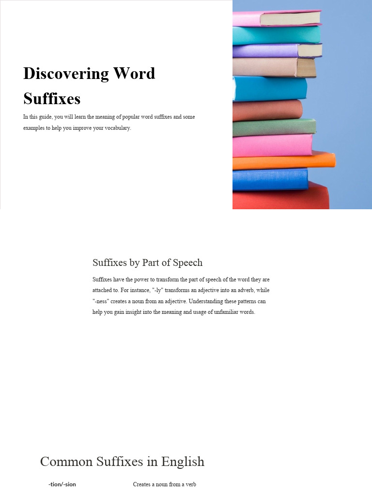 Discovering Word Suffixes | PDF | Adjective | Part Of Speech