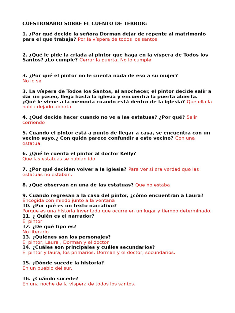 Cuento Terror Actividades | PDF