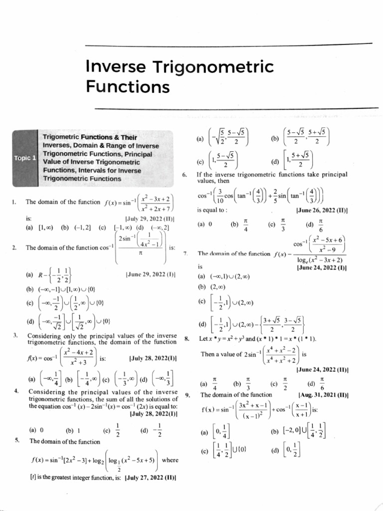 Inverse Trigonometric Functions (m) | PDF | Function (Mathematics) | Trigonometric Functions