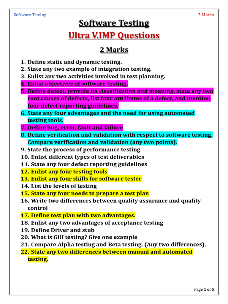 Essential Software Testing Questions | PDF | Software Testing | Systems ...