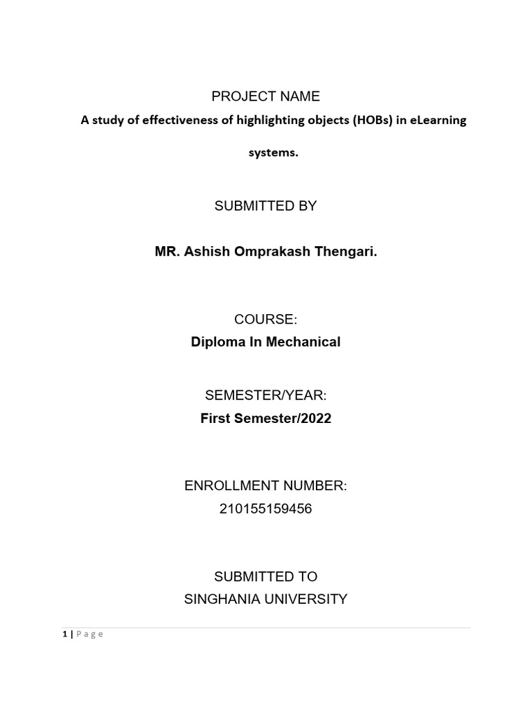 A Study of Effectiveness of Highlighting Objects (HOBs) in ELearning Systems. | PDF | Learning ...
