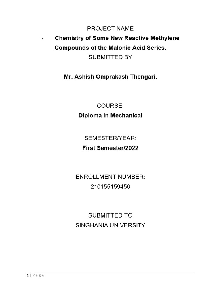 Chemistry of Some New Reactive Methylene Compounds of The Malonic Acid ...