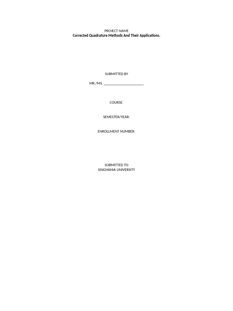 Corrected Quadrature Methods Overview | PDF | Integral | Mathematical ...