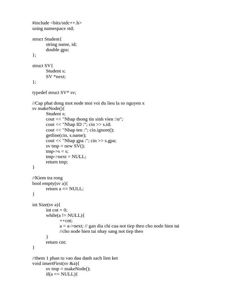 SINH VIEN | PDF | Computer Programming | C++