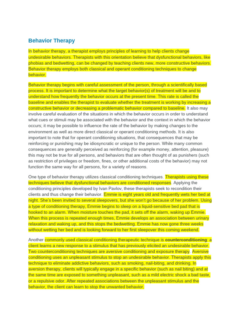 Behavior Therapy | PDF | Behaviorism | Behaviour Therapy