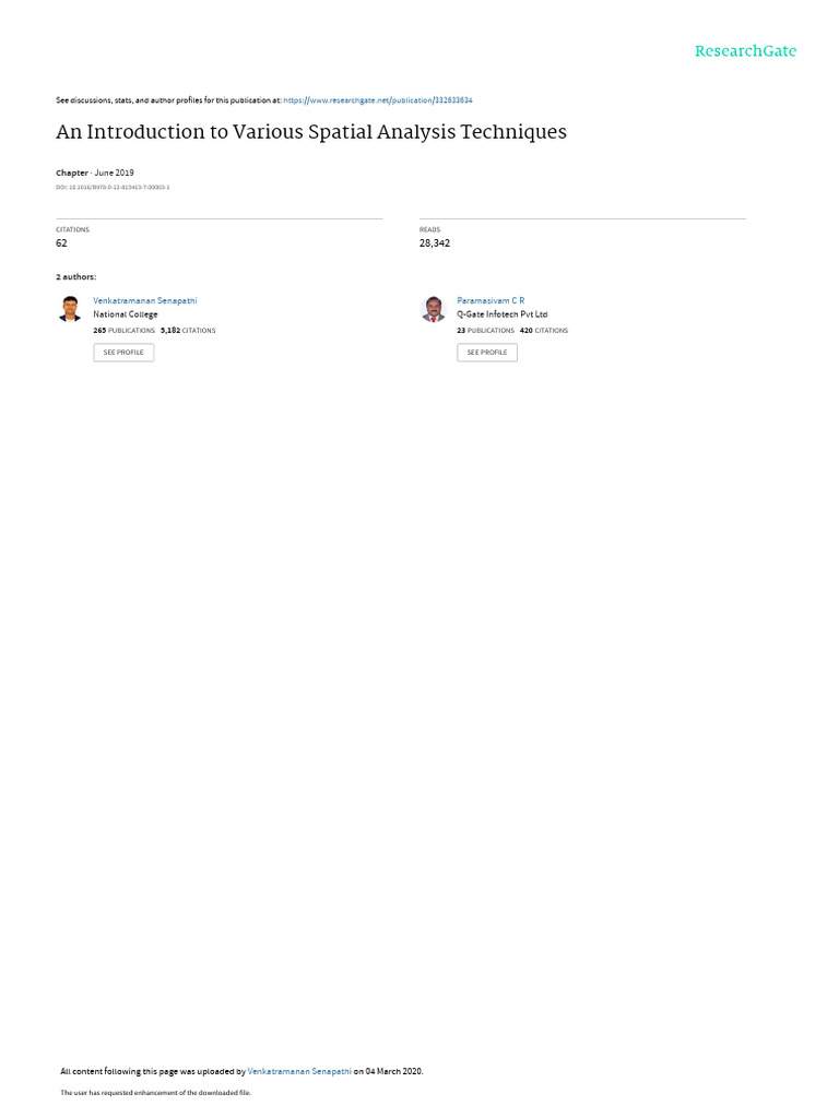 Algorithm For Spatial Data Analysis | PDF | Spatial Analysis | Geographic Information System