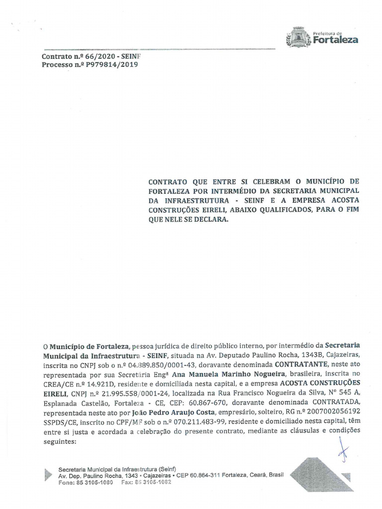 1599596629852contrato #66.2020 - Seinf - Acosta Construções | PDF