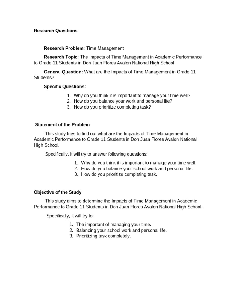 Research Questions | PDF