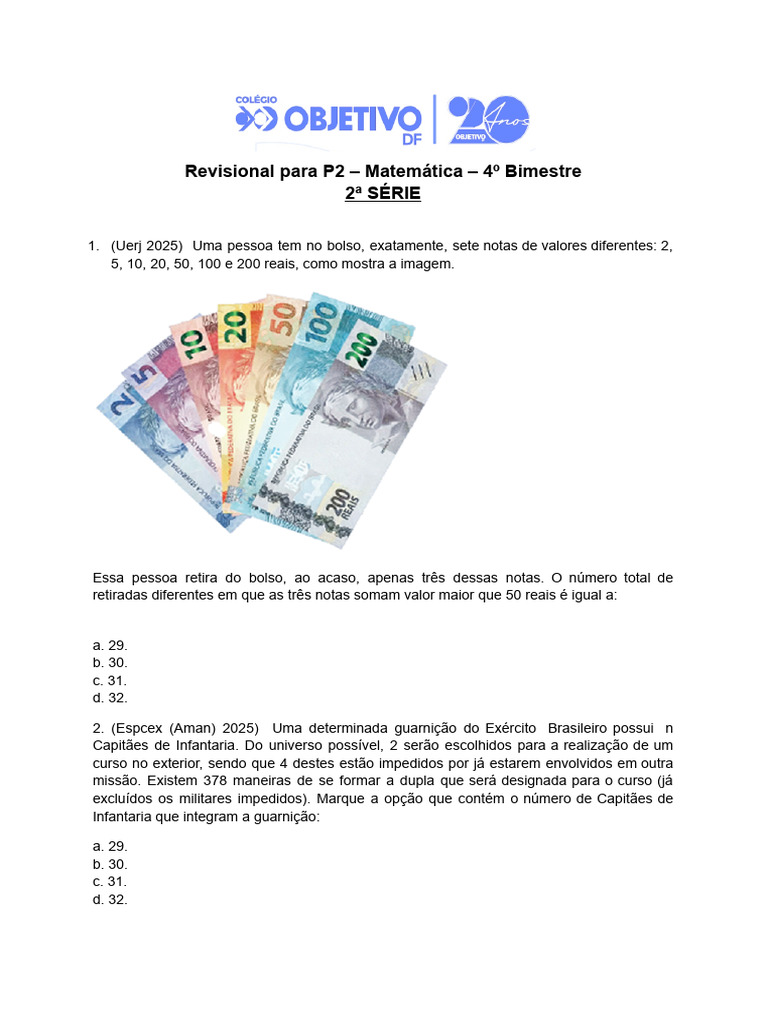 RP2 - 2-S-RIE - Matem-Tica - 4 - Bimestre | PDF | Probabilidade