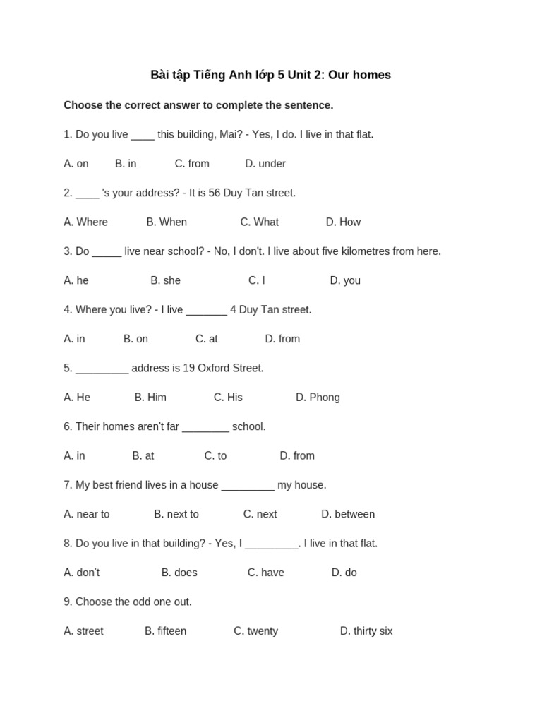 English Exercises Grade 5 Units 2-3 | PDF | Vietnam | Southeast Asia