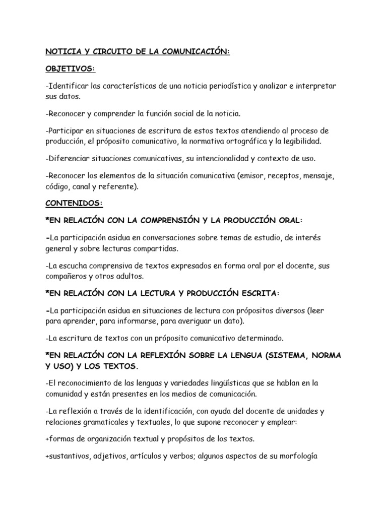 Contenidos 2do Proyecto Lengua 5to | PDF