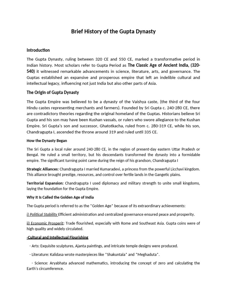 Overview of the Gupta Dynasty | PDF