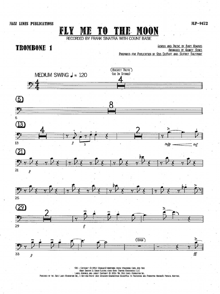 JONES, Quincy - Fly Me To The Moon (Trombones) | PDF
