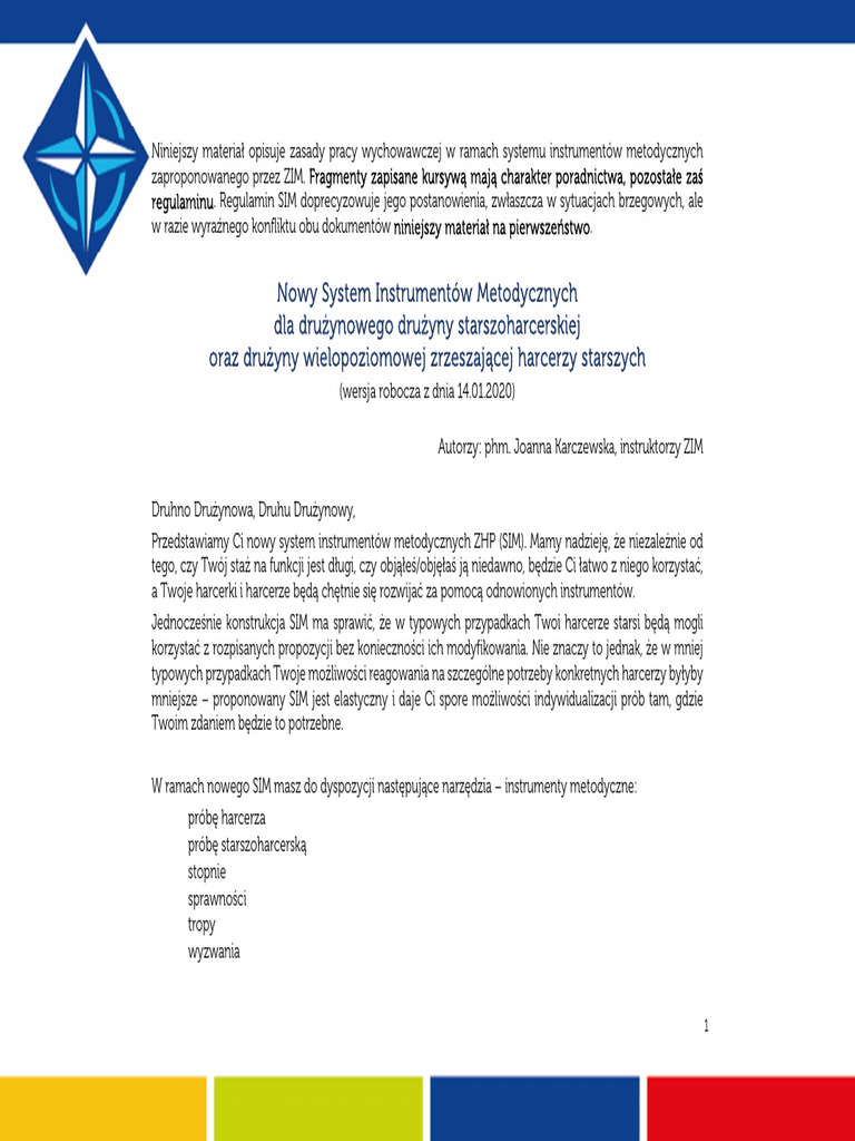 SIM Dla Harcerzy Starszych Do Pilotazu | PDF