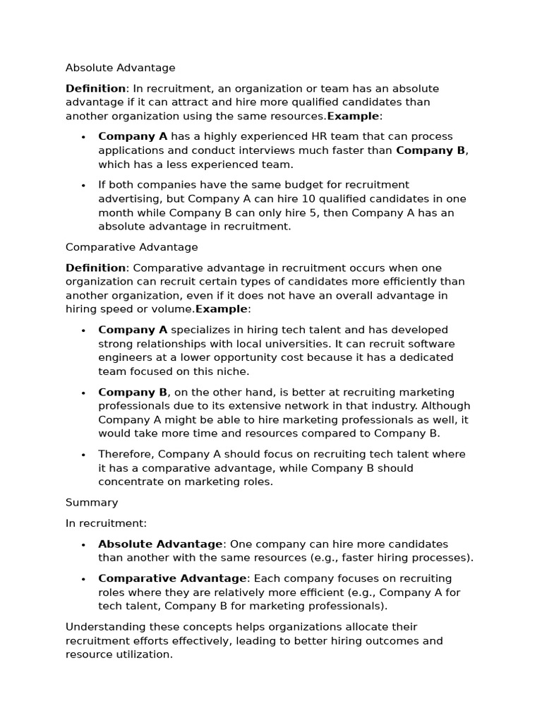 Absolute and Comparative Advantage in Recruitment and HR - 27 Dec 2024 ...