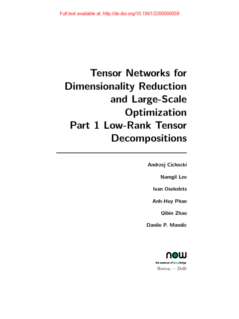 Part 1 Low-Rank Tensor Decompositions | PDF | Tensor | Matrix (Mathematics)