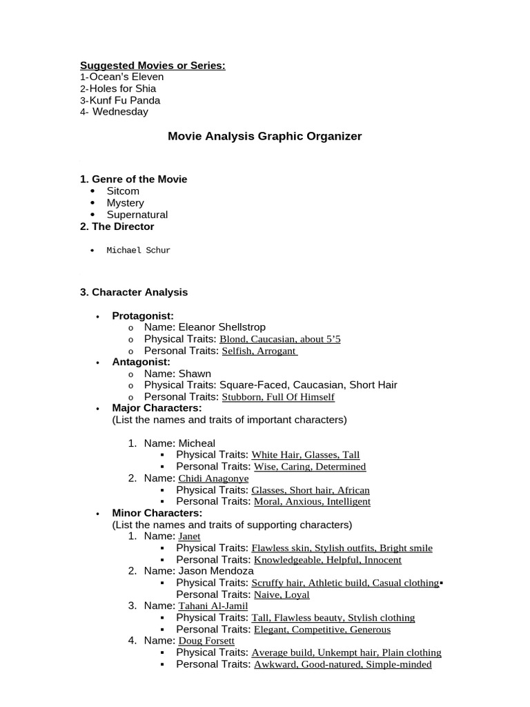Movie Graphic Organiser David Ehab | PDF