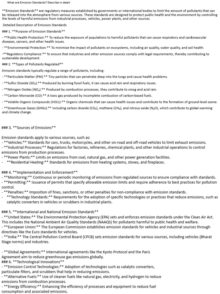 Understanding Emission Standards Explained | PDF | Air Pollution | Gas ...
