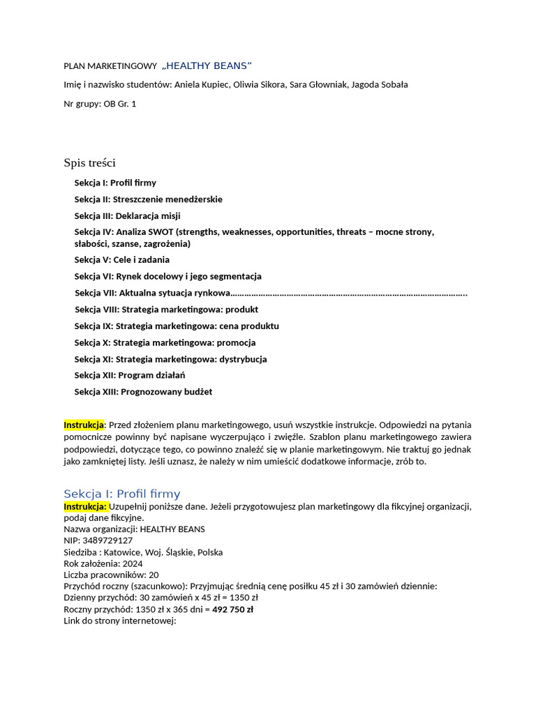 OD Plan Marketingowy | PDF