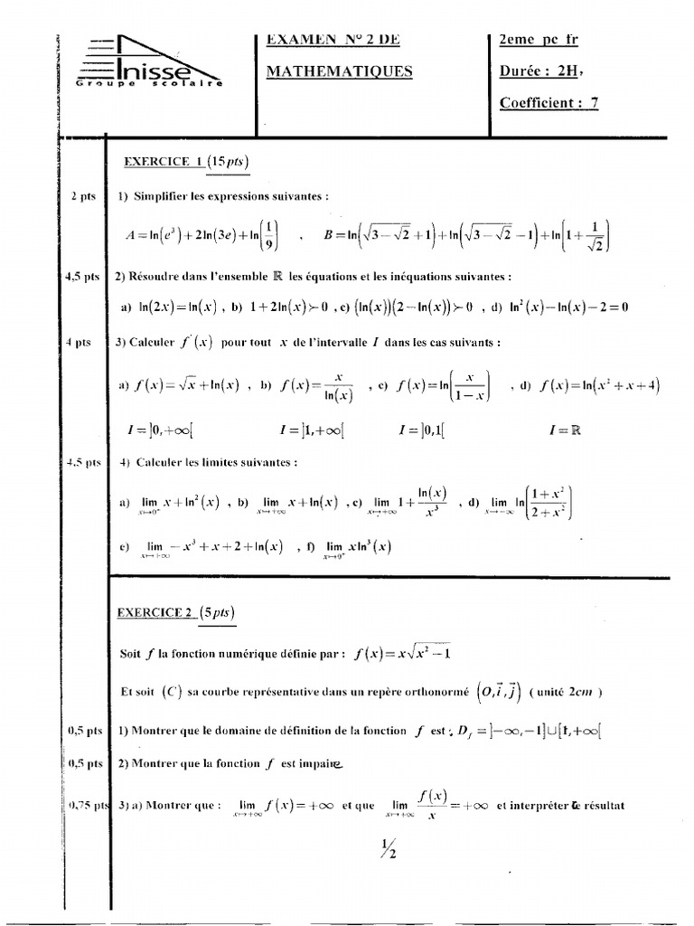 Gsa 2bac 1718 s1 c2 Pcf Maths | PDF