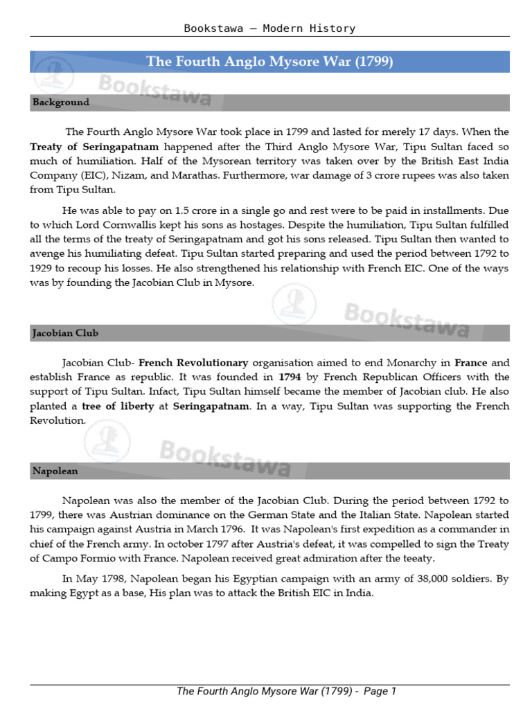 Fourth Anglo Mysore War Merged | PDF | 2nd Millennium Conflicts | Conflicts