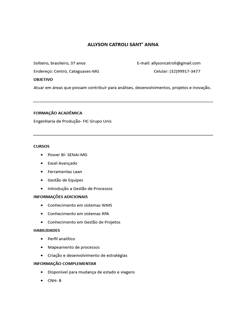 Curriculo Allyson | PDF