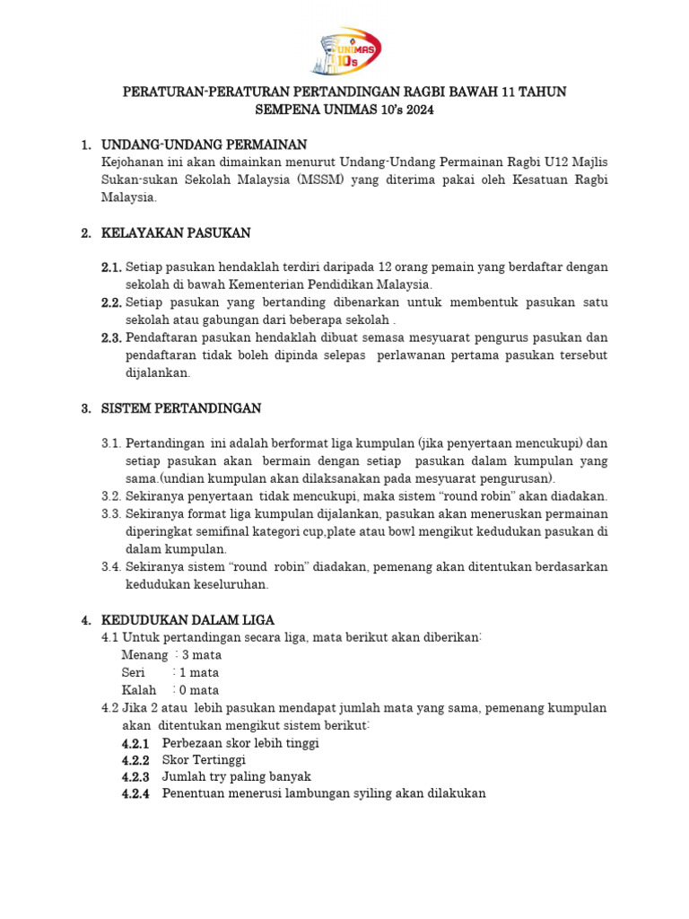 Peraturan Ragbi U-11 | PDF