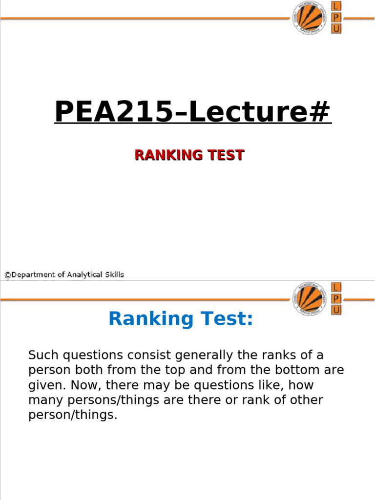 UNIT IV Ranking Test | PDF