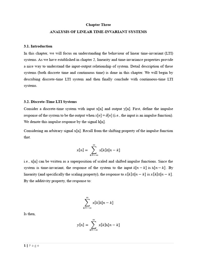 Chapter 3 Analysis of Linear Time Invariant Systems (Complete ...