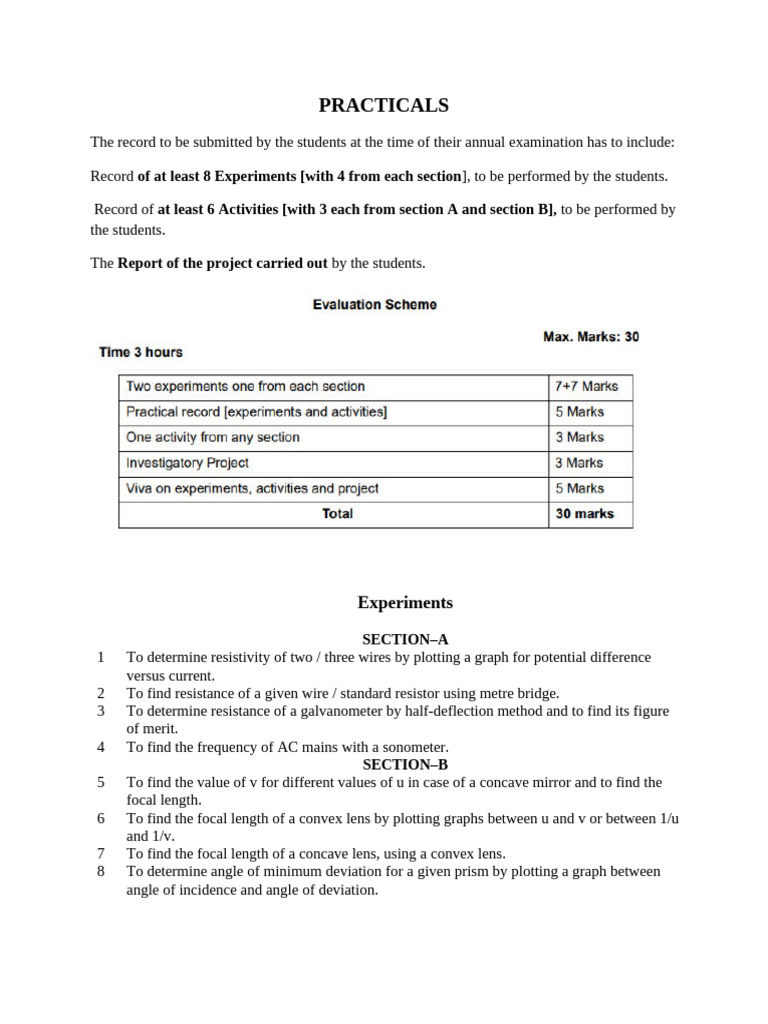 PRACTICALS | PDF
