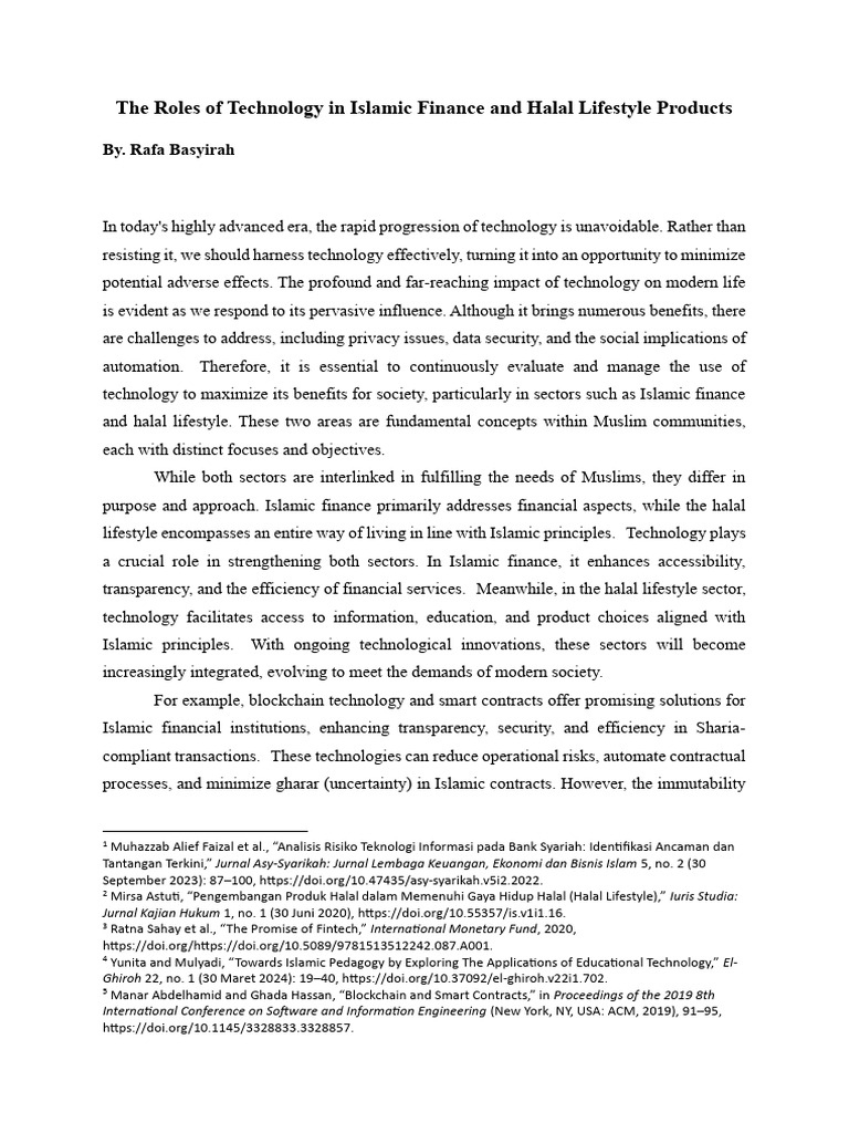 The Roles of Technology in Islamic Finance and Halal Lifestyle Products ...
