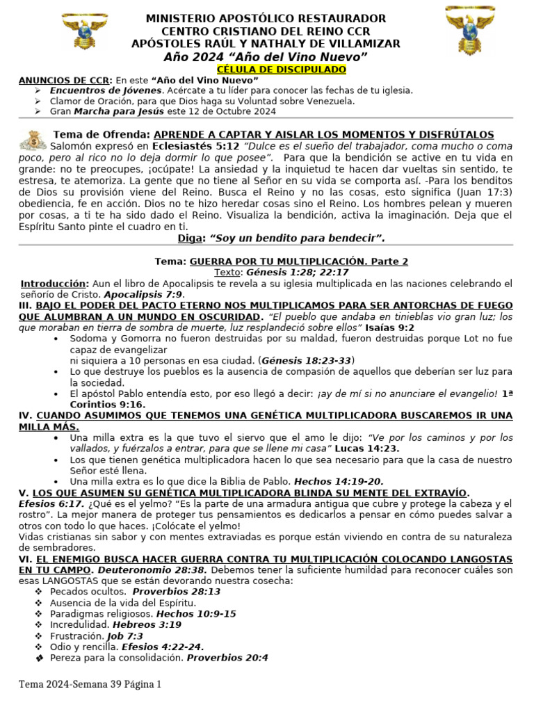 Multiplicación y Fe en CCR 2024 | PDF | Amor | Oración