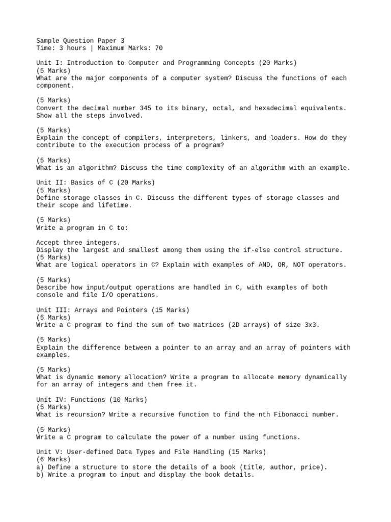 Sample Paper 3 | PDF