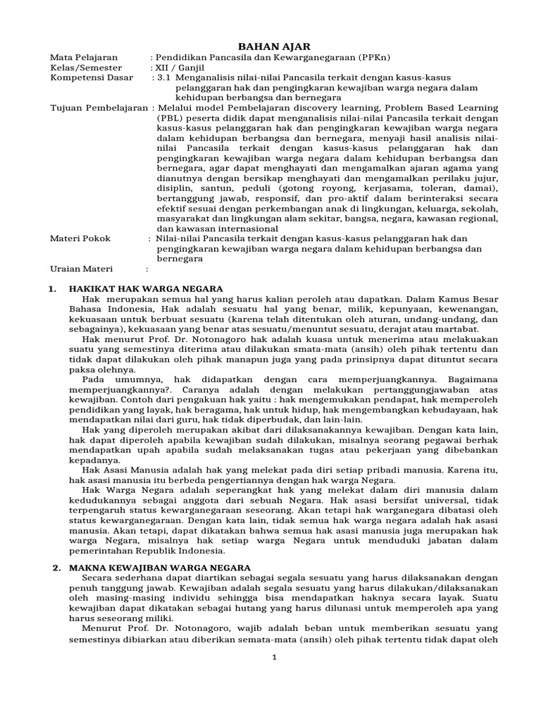 Modul PPKn XII World | PDF